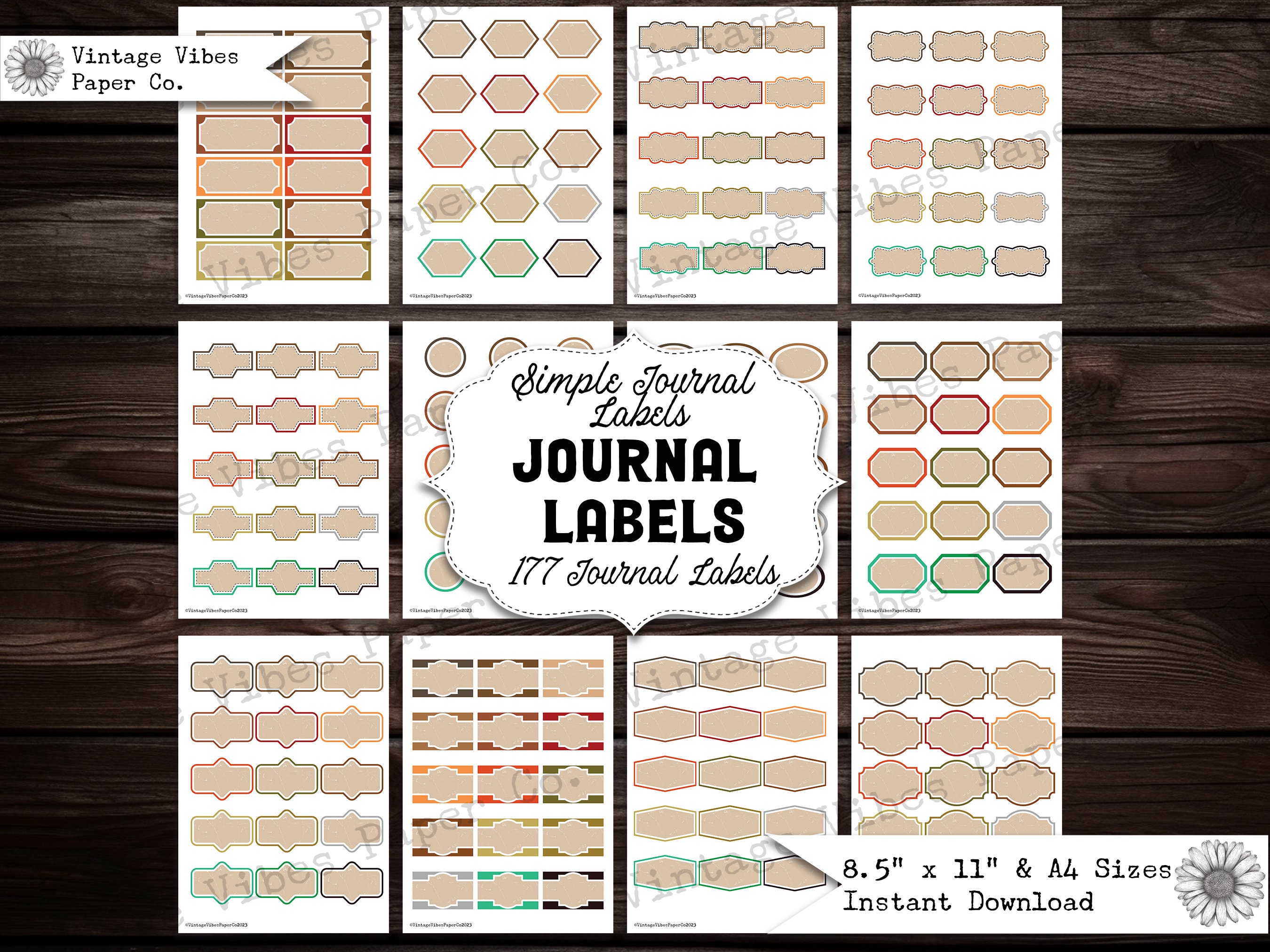 Junk Journal Labels Blank, Vintage Style Plain Junk Journal Labels, 12 ...