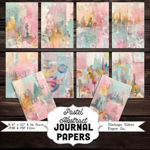 Pastel Abstract Junk Journal Printable Papers, Soft Neutral Colour ...