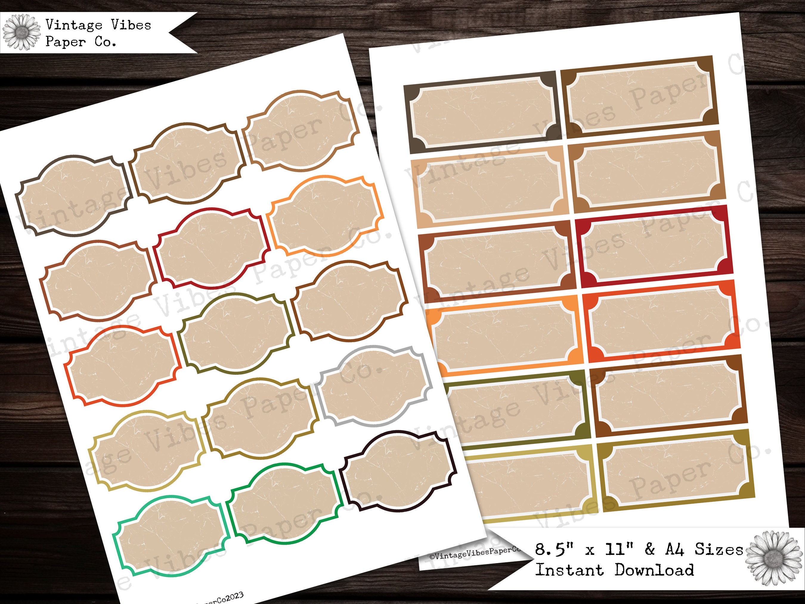 Junk Journal Labels Blank, Vintage Style Plain Junk Journal Labels, 12 ...