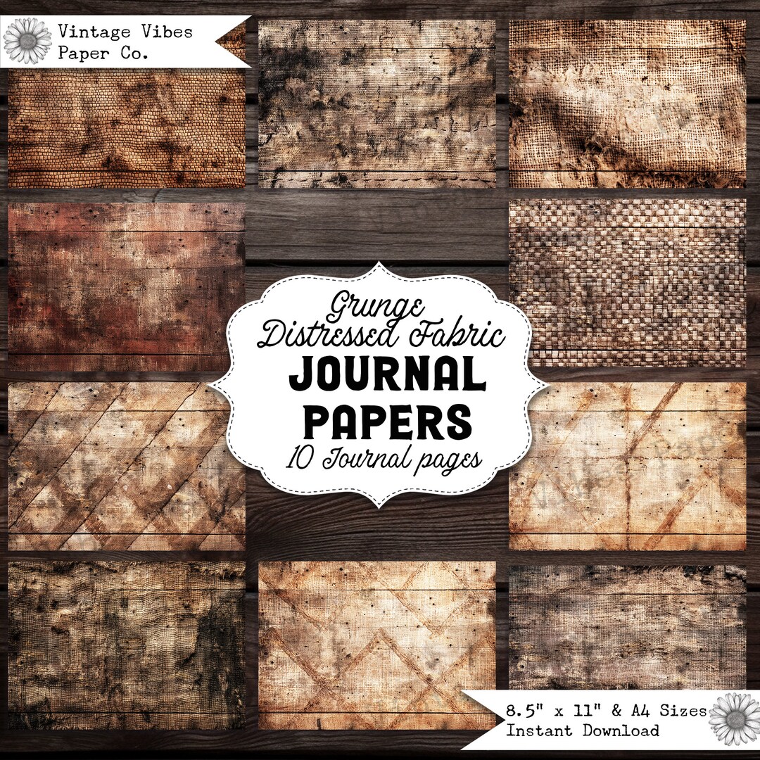 Junk Journal Papers Textured Fabric, Grunge Style Collection of ...
