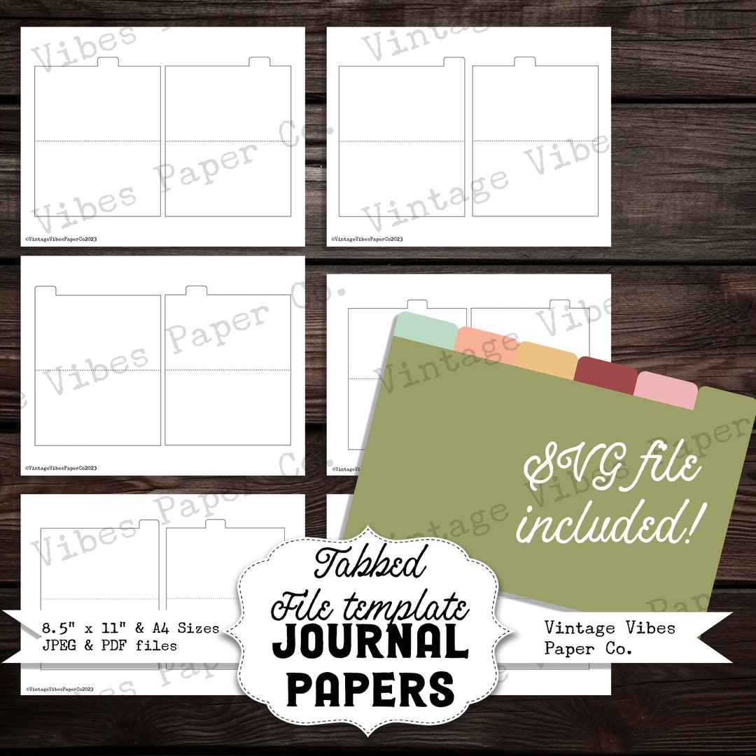 Tabbed Index File Junk Journal Template, Pdf Printable Template for ...