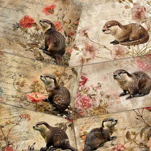 Junk Journal Vintage Otter Printable Scrapbook Papers, Digital Junk ...