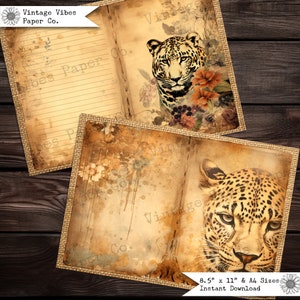 Junk Journal Papers Grunge Leopard Print Neutral Journal, Animal Safari ...