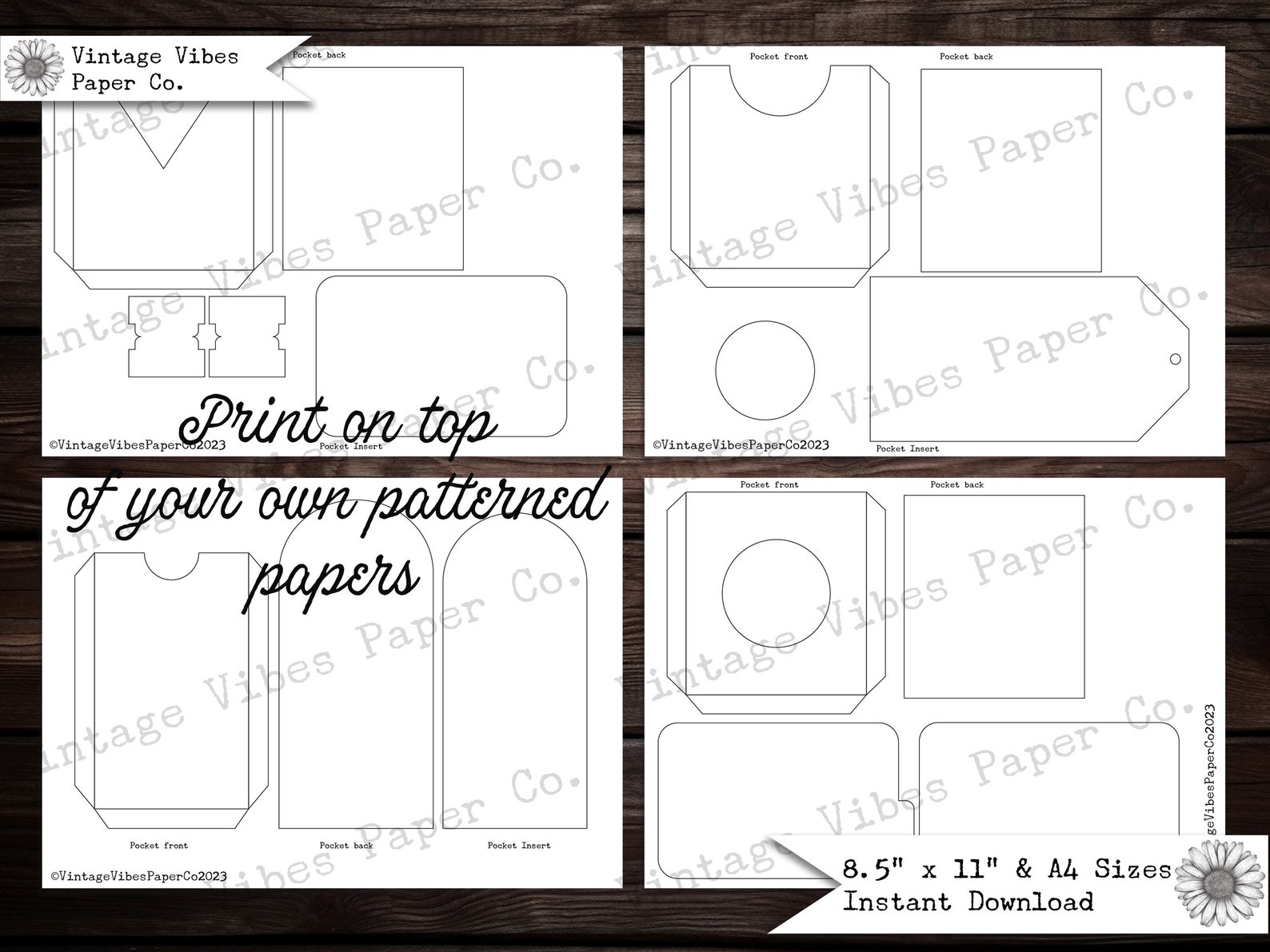 Junk Journal Printable Journal Pockets & Insert Templates, Print on ...