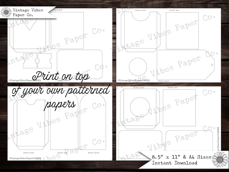 Junk Journal Printable Journal Pockets & Insert Templates, Print on ...