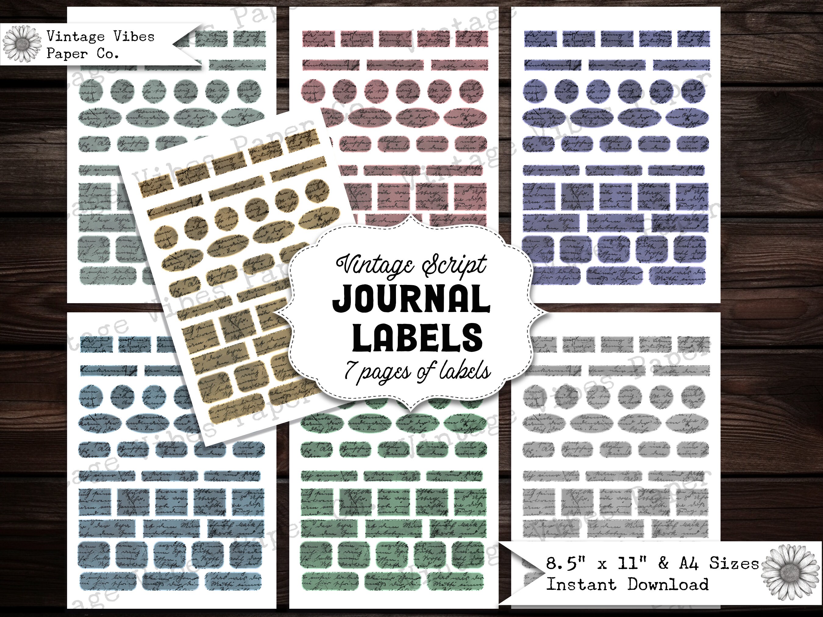 Junk Journal Labels Blank, Vintage Style Script Junk Journal Labels, 7 ...