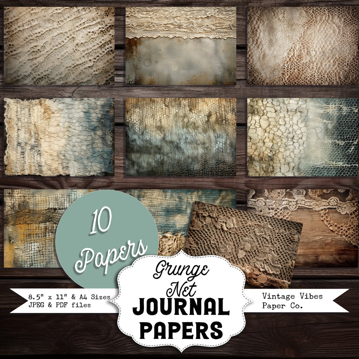 Grunge Net Digital Papers, Rustic Textured Grungy Fabric Printable ...