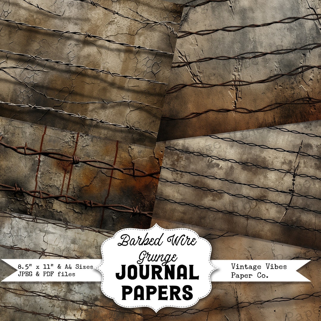 Industrial Grunge Barbed Wire Junk Journal Papers, Digital Download ...