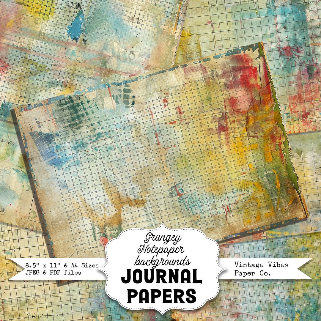 Grungy Notepaper Junk Journal Printable Papers, Grunge Background ...