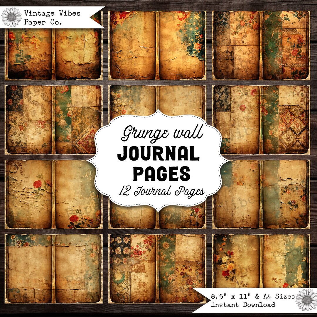 Junk Journal Pages Grunge Wall Texture, Printable Junk Journal Paper ...