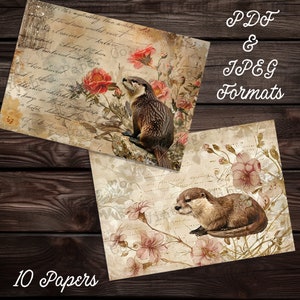 Junk Journal Vintage Otter Printable Scrapbook Papers, Digital Junk ...