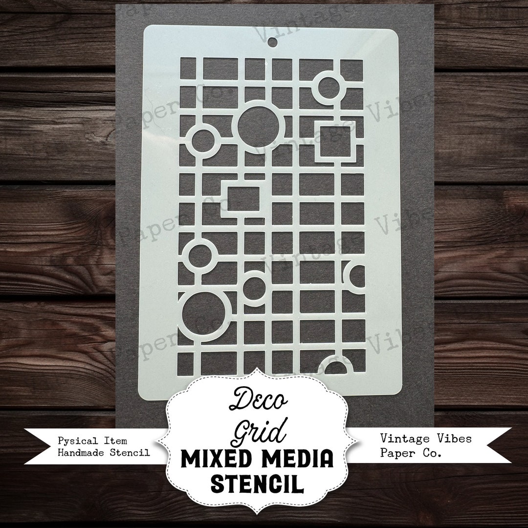 Deco Grid Mini Mixed Media Stencil, Reusable Stencil, Mylar Plastic ...