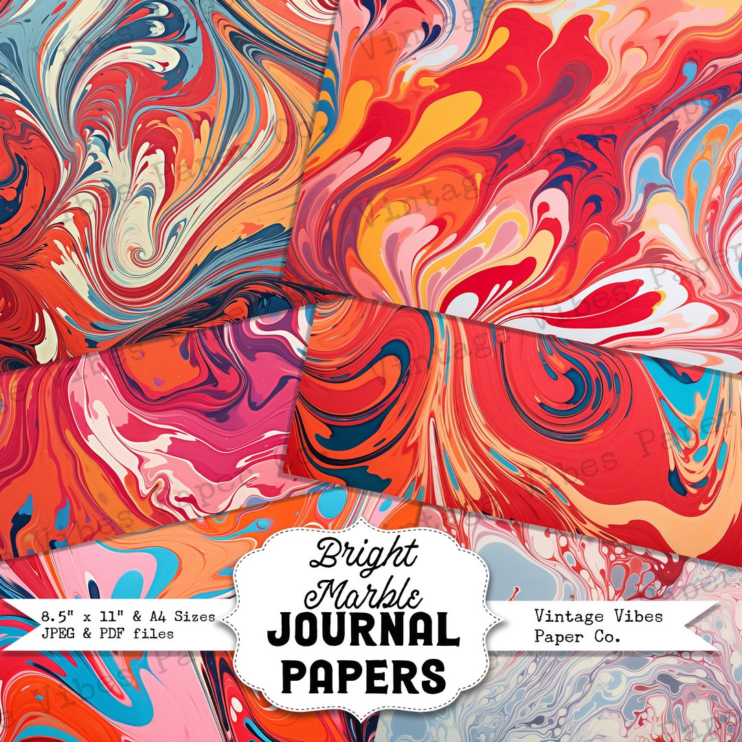 Marbled End Junk Journal Digital Papers, Vintage Style Marbled Book ...