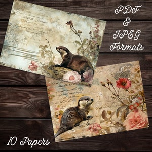 Junk Journal Vintage Otter Printable Scrapbook Papers, Digital Junk ...