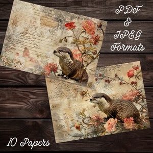 Junk Journal Vintage Otter Printable Scrapbook Papers, Digital Junk ...