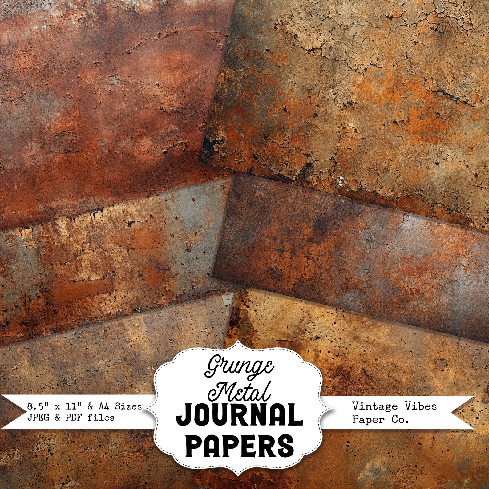 Grunge Metal Junk Journal Digital Paper Pack, Instant Download ...