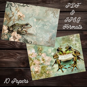 Junk Journal Vintage Frogs Printable Scrapbook Papers, Digital Junk ...