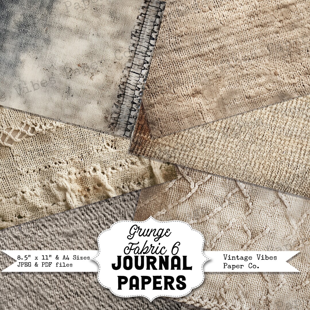 Grungy Fabric Digital Printable Papers for Junk Journal, Textured ...