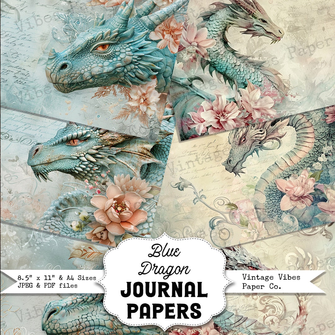 Vintage Style Dragon Junk Journal Papers, Instant Download Printable ...
