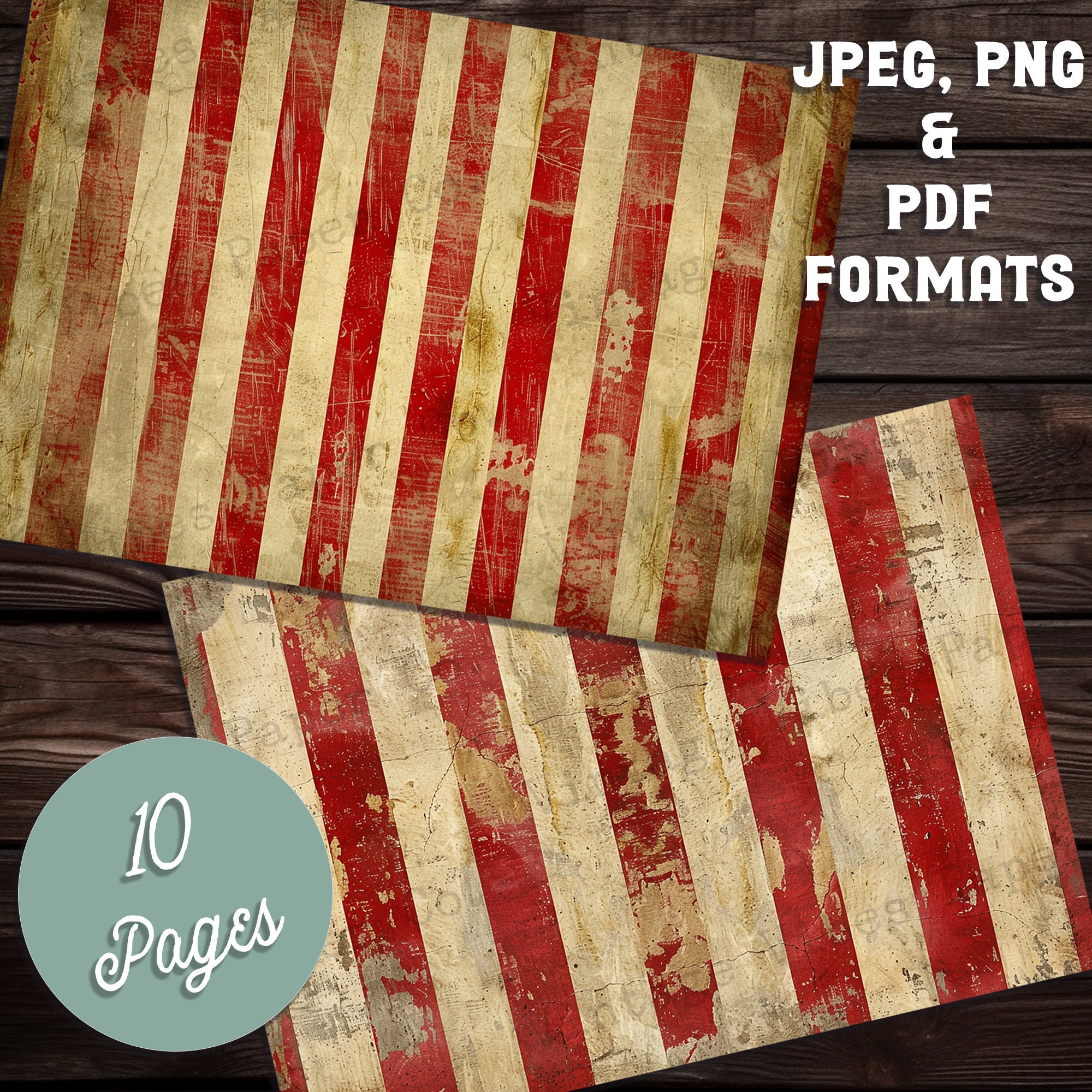 Red Grunge Stiped Backgrounds Junk Journal Digital Papers, Grungy Stipe ...