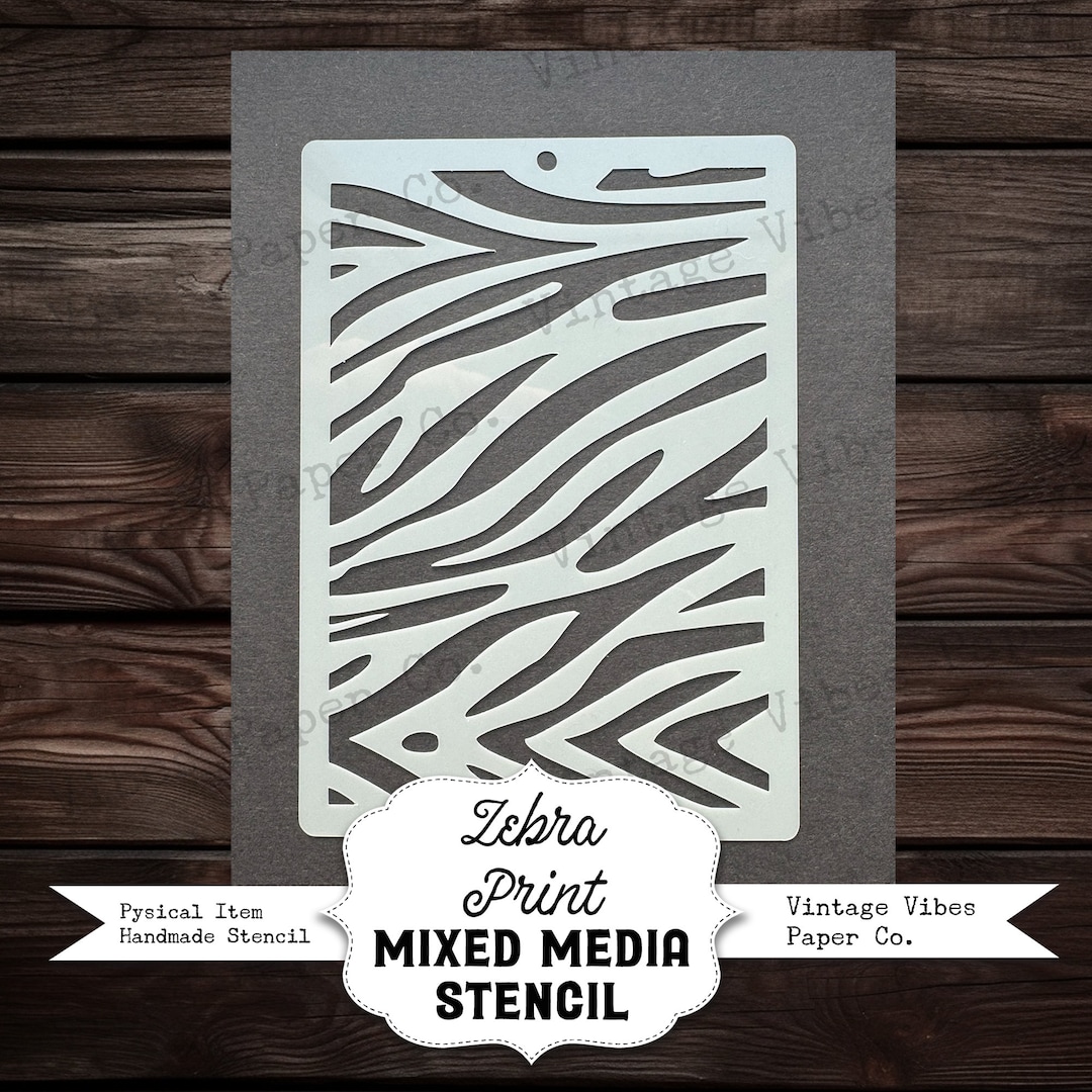 Zebra Print Mini Mixed Media Stencil, Reusable Stencil, Mylar Plastic ...