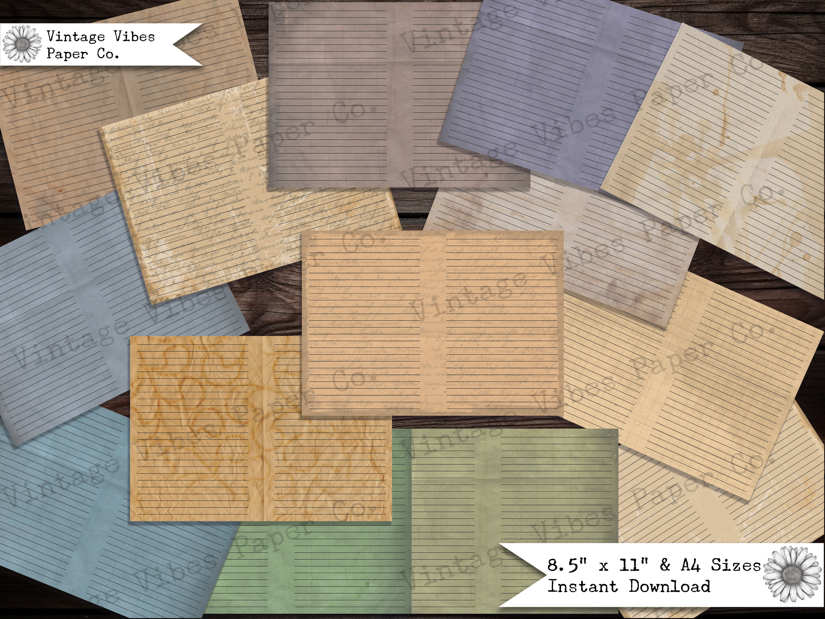 Lined Junk Journal Paper Blank Journal Writing Pages Antique - Etsy