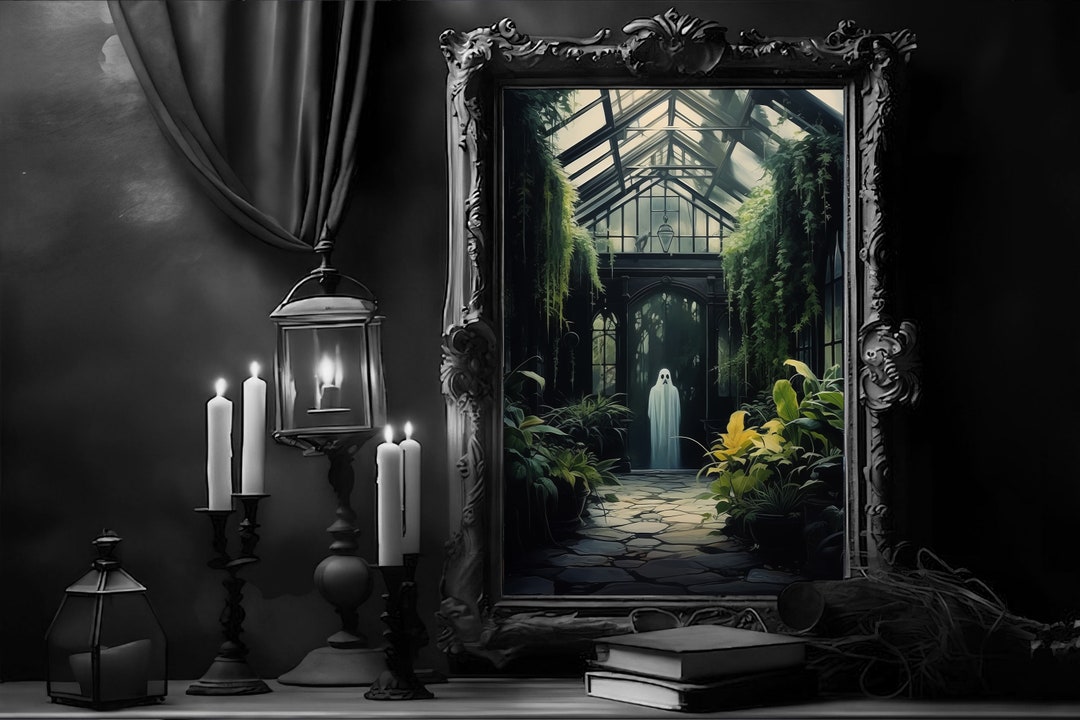 Ghost Botanical Greenhouse Poster, Ghost Creepy, Dark Romantic, Horror ...