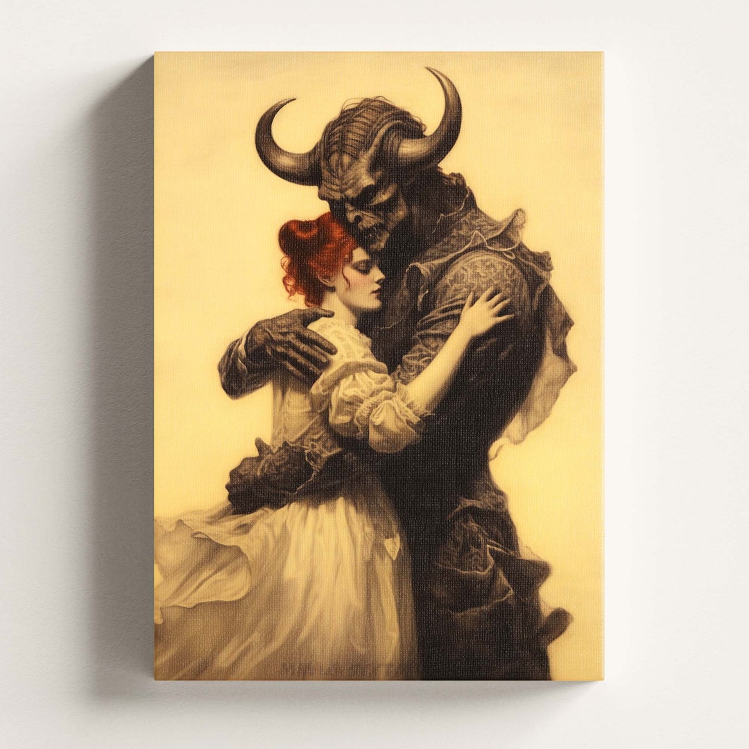 Gothic Woman Devil Love Goth Vintage Canvas Poster,dark Academia, Devil ...