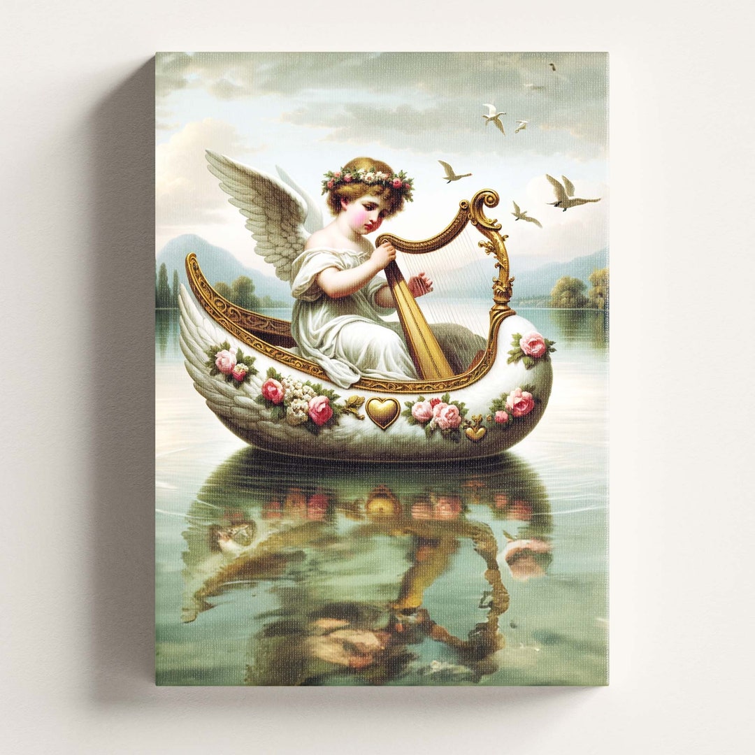 Valentines Day Printable Cupid Oil Painting Vintage Poster Canvas ...