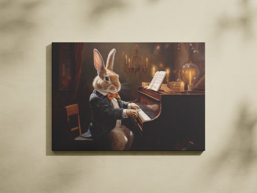 Easter Bunny Playing Piano Easter Poster, Canvas or Poster, Easter ...