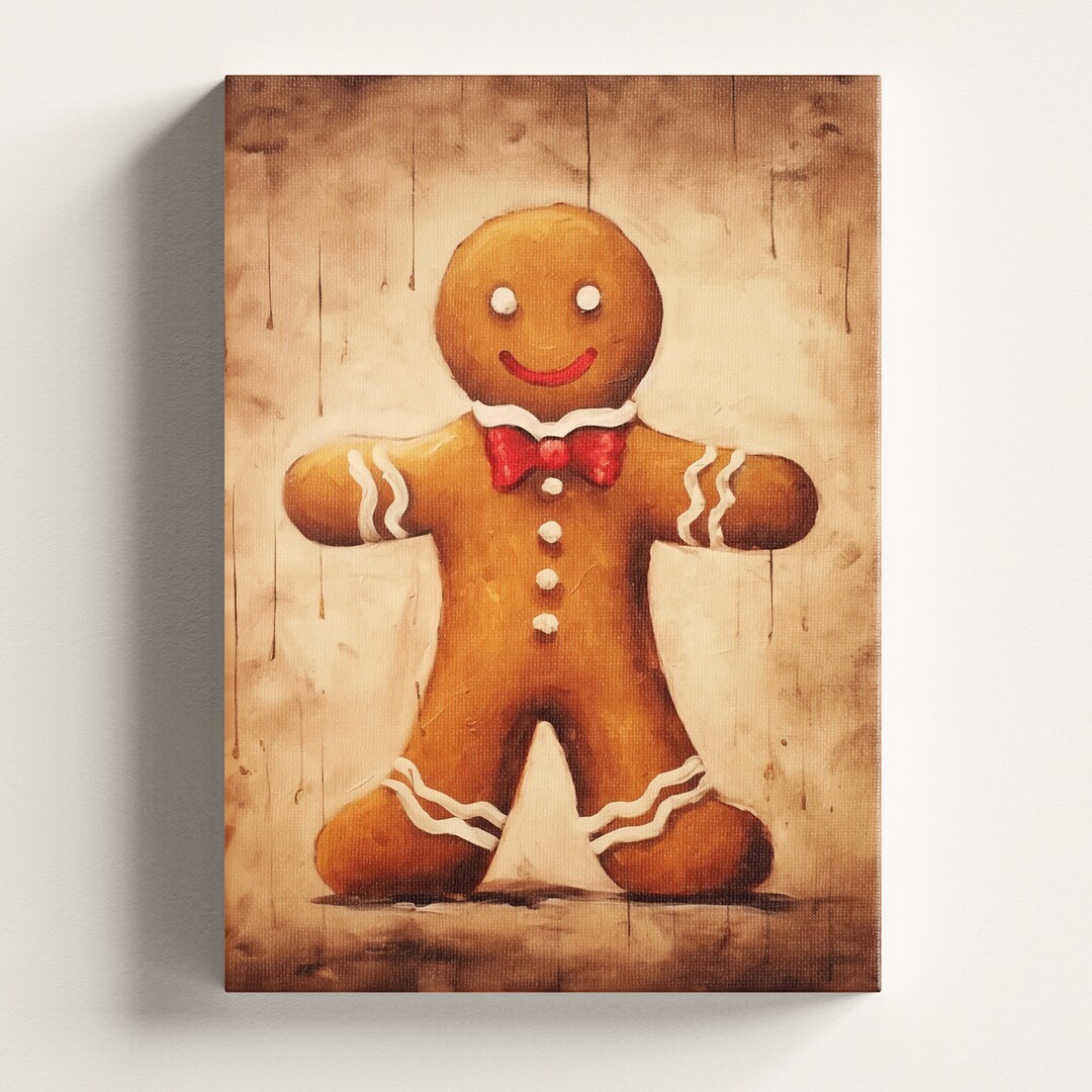 Ginger Bread Still Life Painting Canvas, Rustic Christmas Art Poster ...