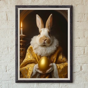 Painting of the Easter Bunny Praying Poster Canvas, Vintage Easter ...