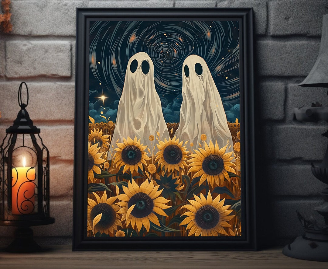Sunflower Ghosts Canvas-poster, Home Decor, Dark Academia, Haunting ...