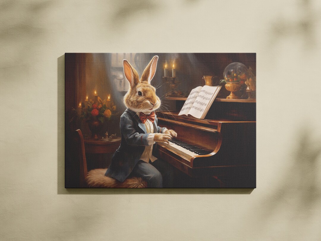 Easter Bunny Playing Piano Easter Poster, Canvas or Poster, Easter ...