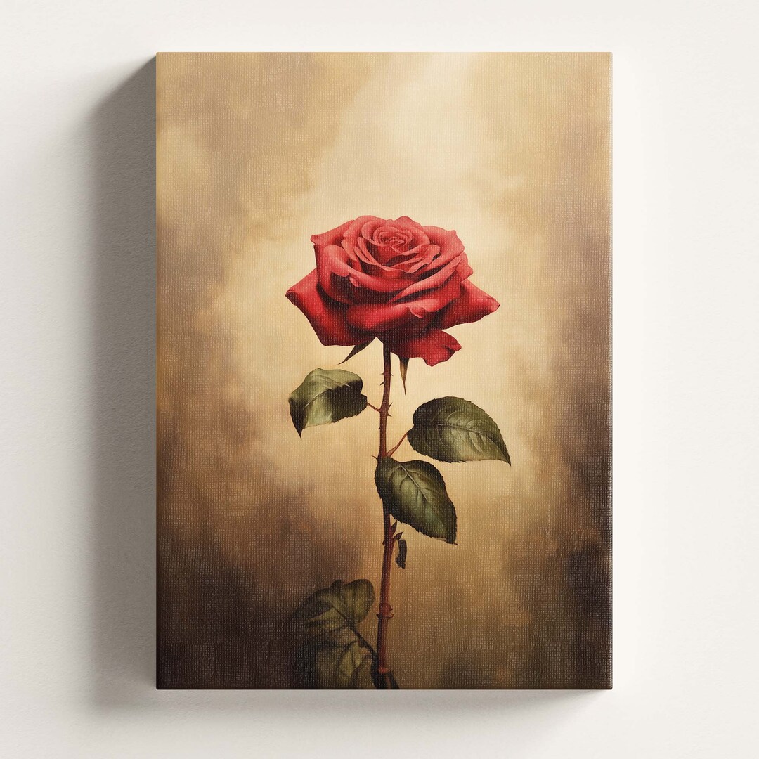 Valentines Vintage Red Roses Poster Canvas, Still Life Painting Prints ...