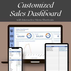 Simple Customized Sales Dashboard / Excel Template / Business ...