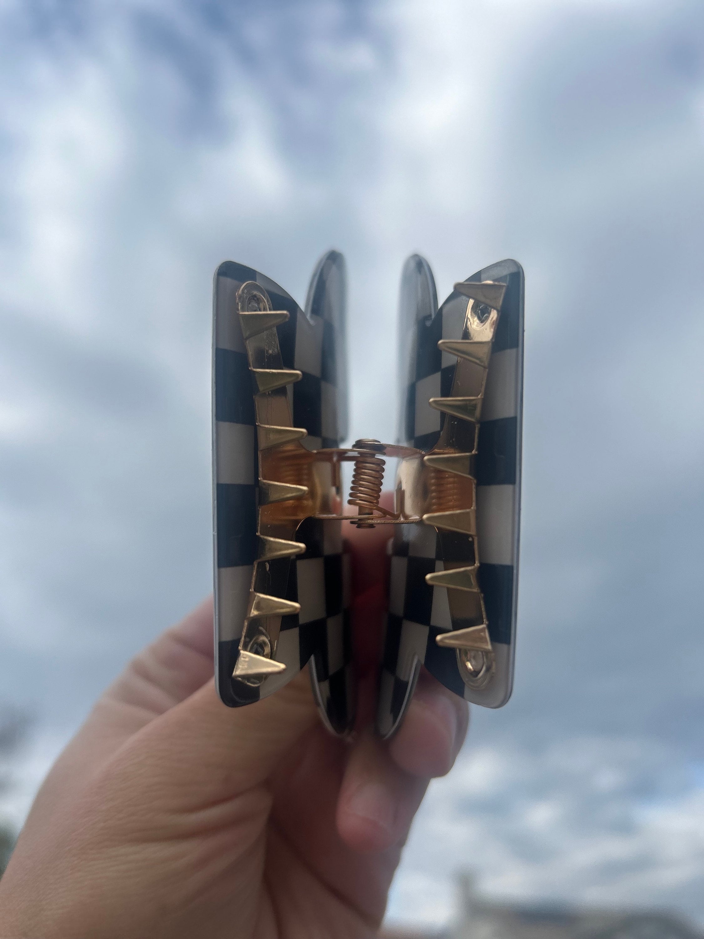 Mouse Checker Black and White Hair Claw Clip, Alligator Hair Clip for ...