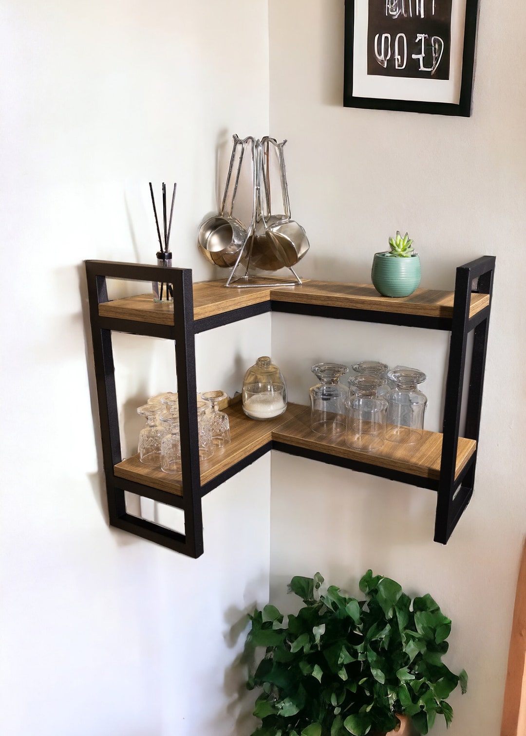 Handmade Wall Corner Shelf, Home Kitchen Organizers, Unique Corner ...