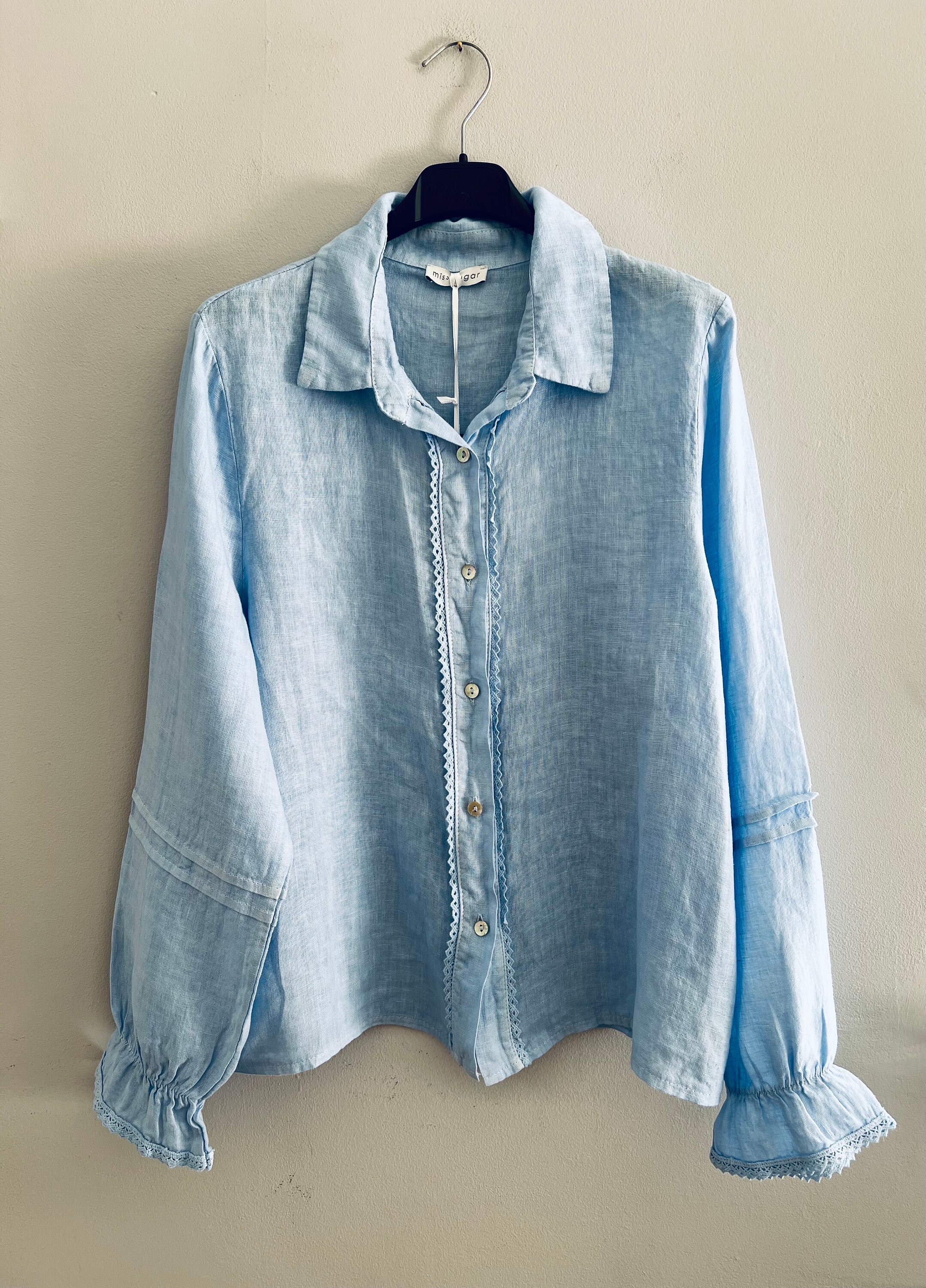 Ladies 100% Linen Button Shirt Blouse. Natural Pure Linen Blouse. Made ...