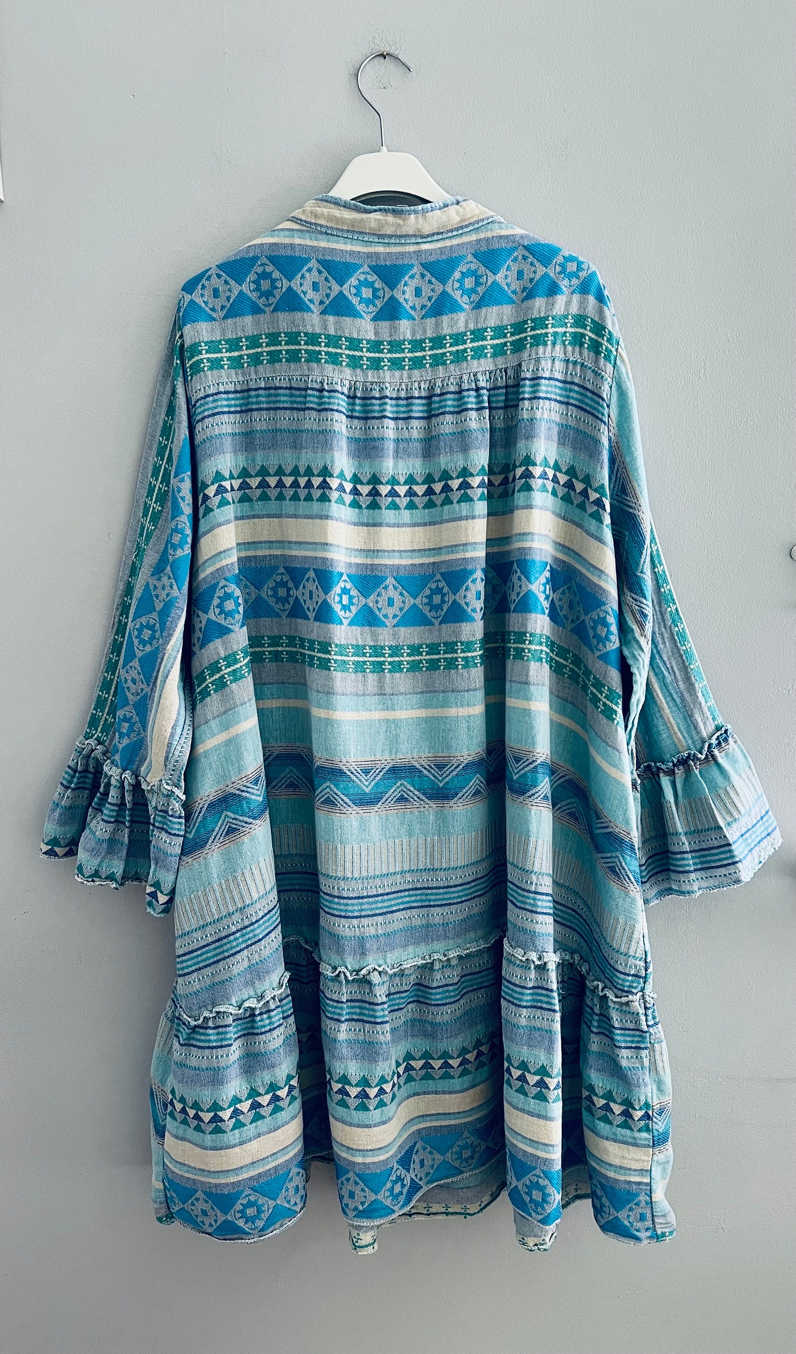 Aztec Summer Embroidered Cotton Tiered Midi Dress. Lightweight Bohemian ...