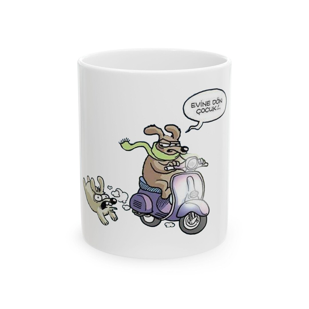 Motorsiklet Motorcycle Cartoon Karikatür Kupa Bardak Ceramic Mug, 11oz ...