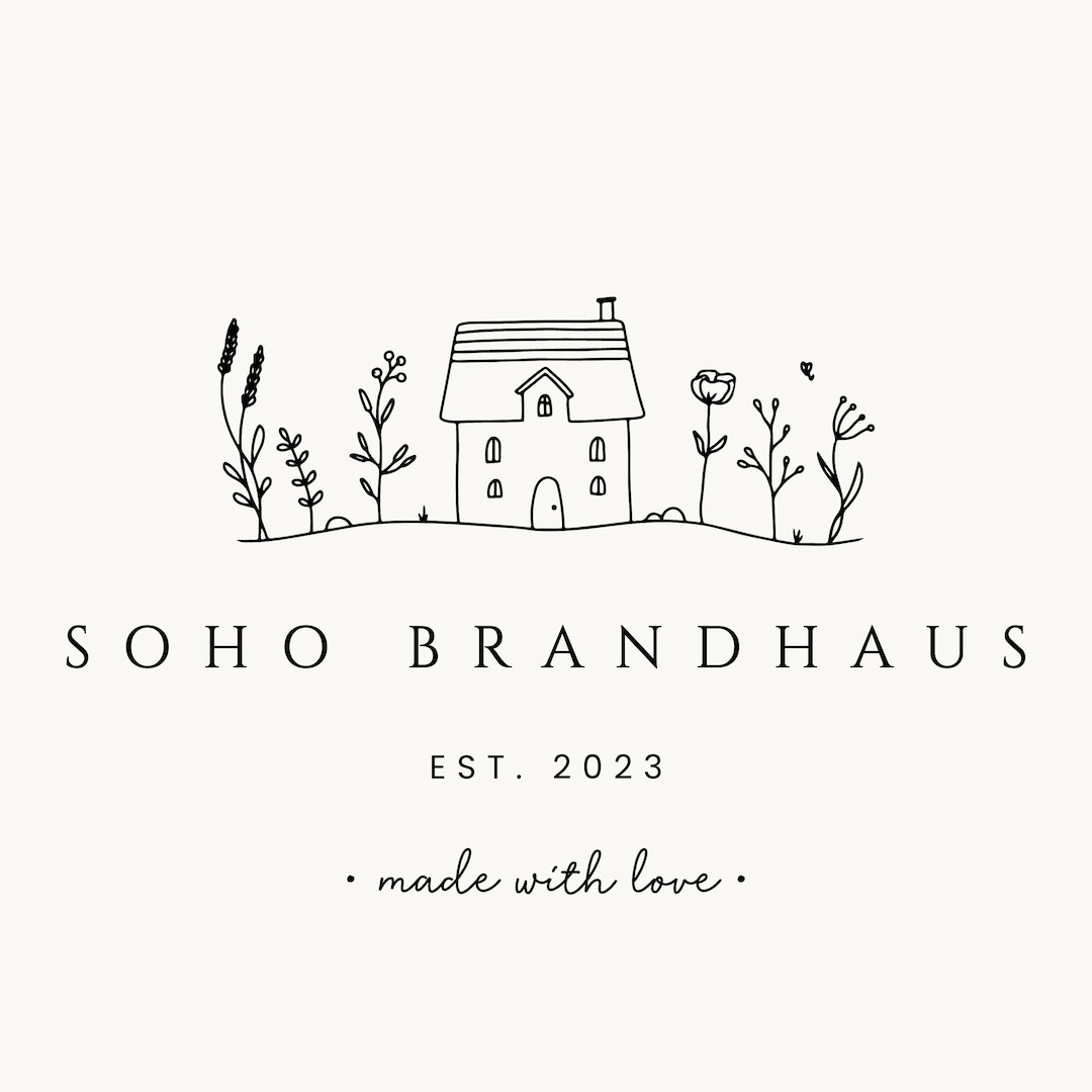 House With Flowers Logo Branding Bundle | Premade Logo Boho Logo Hand ...