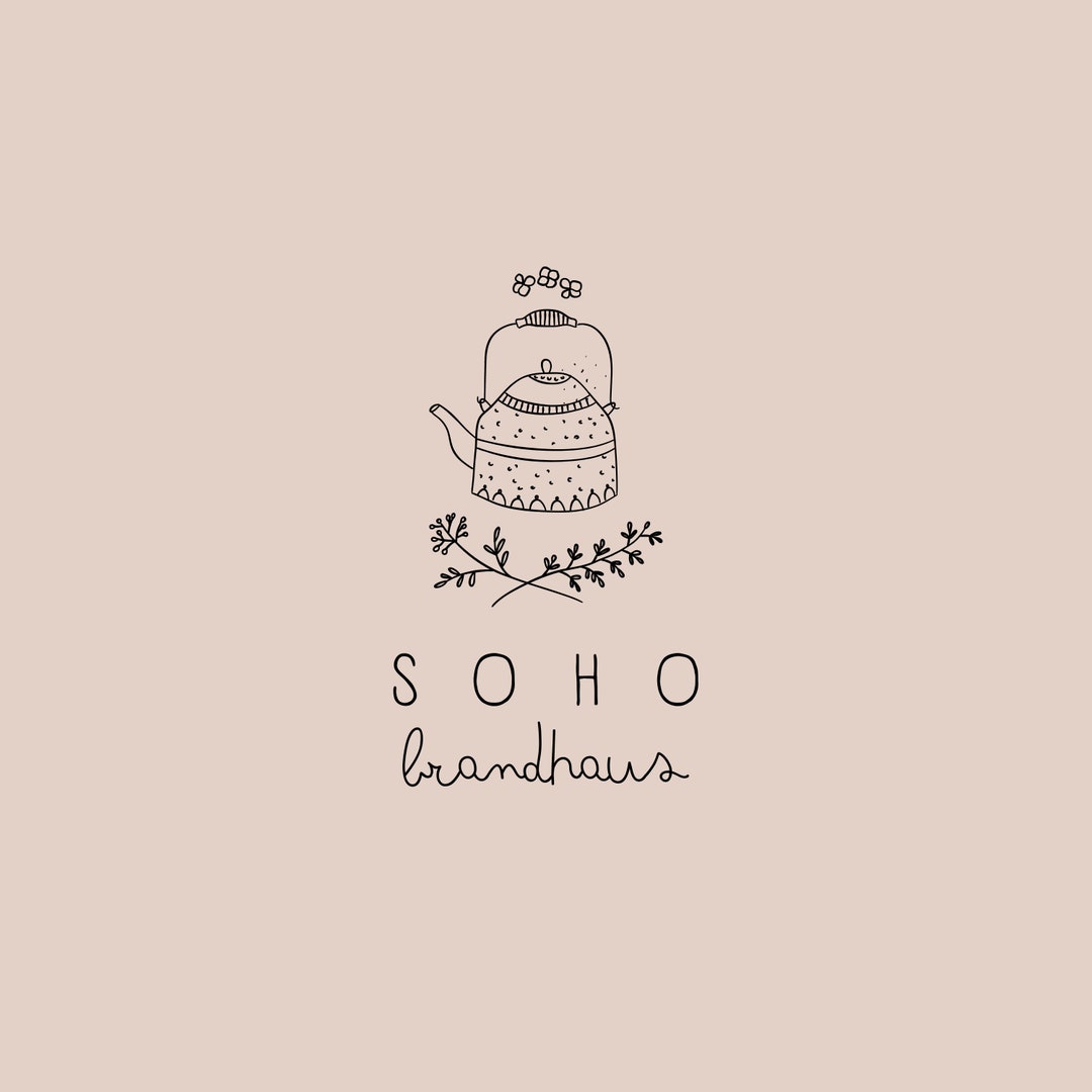 Kettle Logo Branding Bundle | Personalized, Premade, Boho, Hand Drawn ...