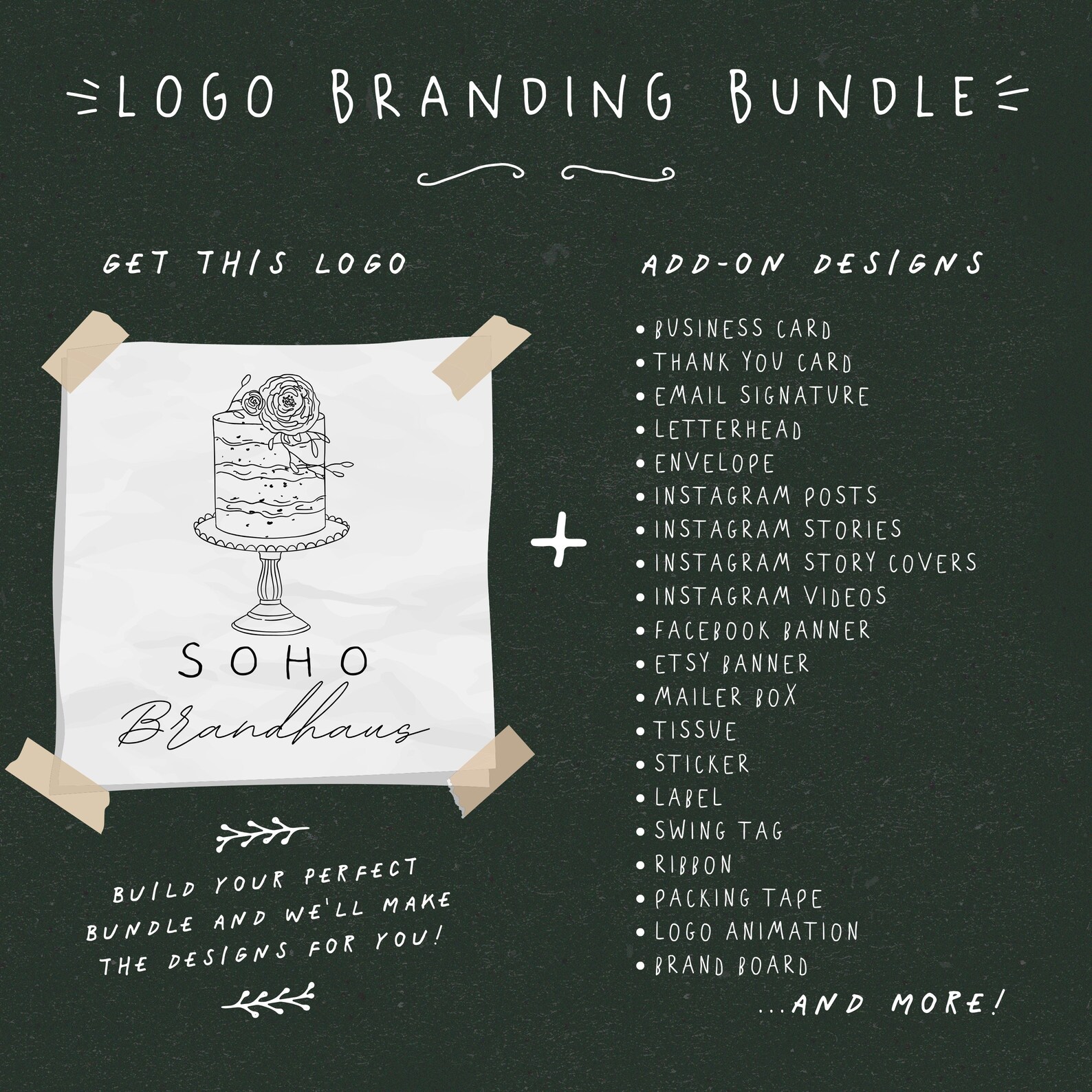 Cake Stand Logo Branding Bundle | Personalized, Modern, Trendy, Boho ...
