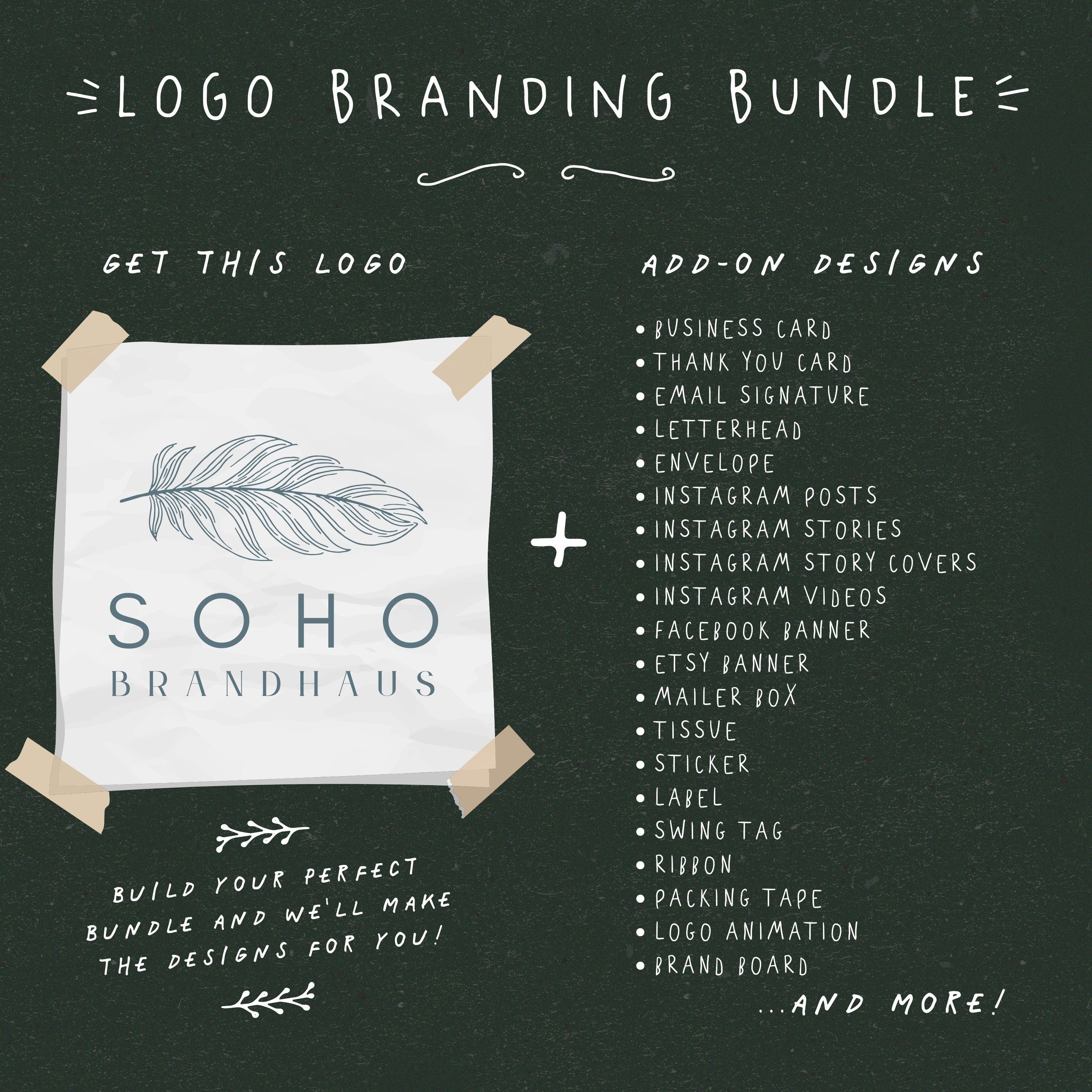Feather Logo Branding Bundle | Personalized, Modern, Aesthetic, Trendy ...