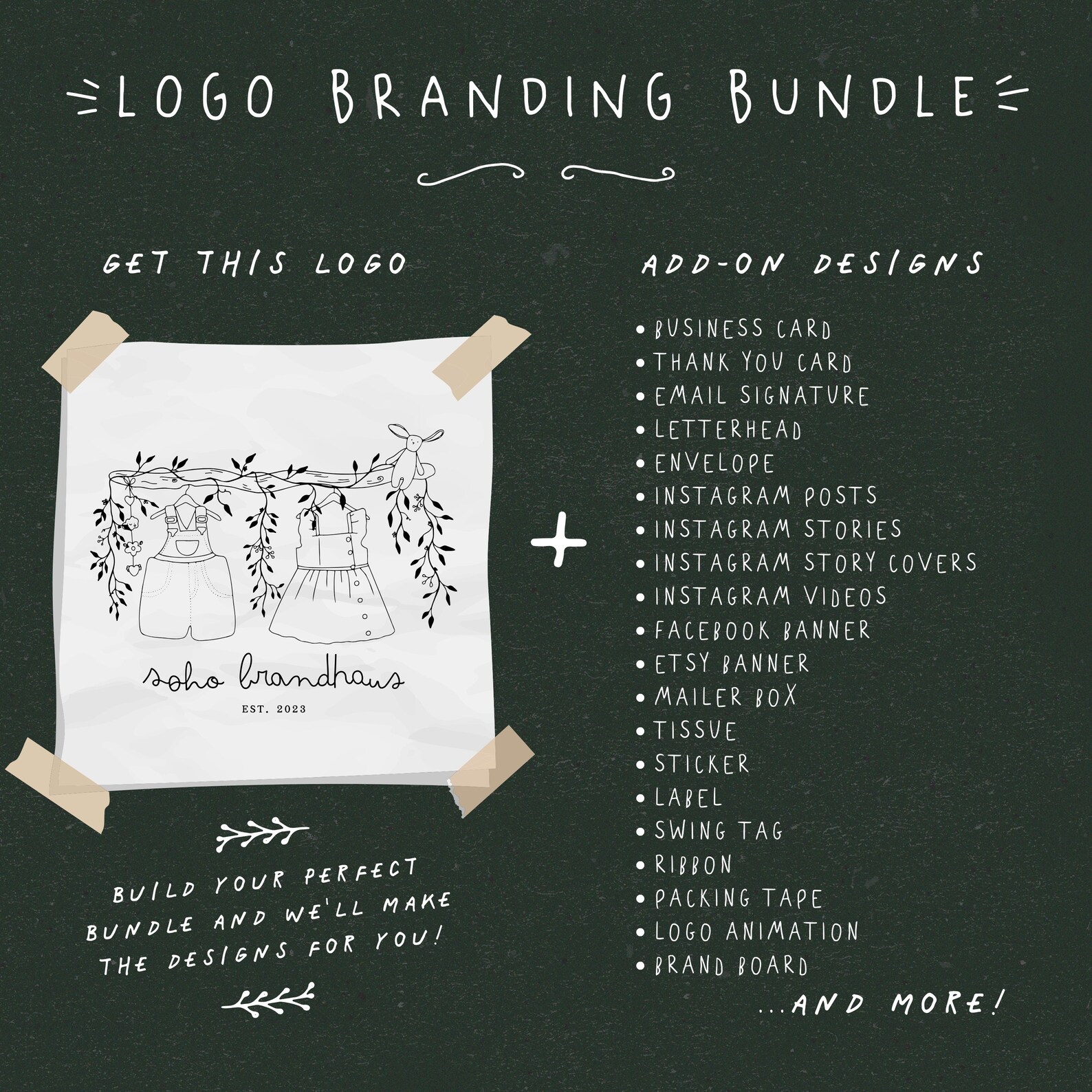 Children's Clothing Logo Branding Bundle | Personalized, Boho, Modern ...