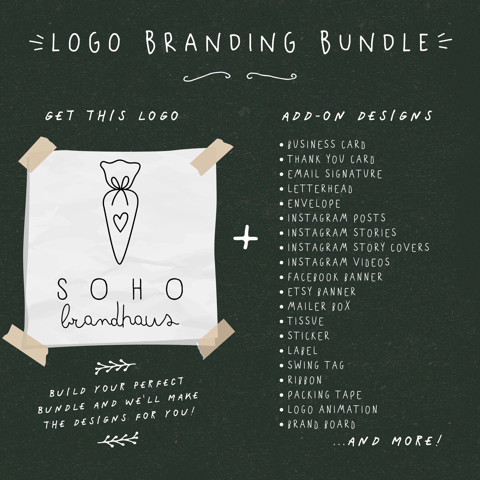 Piping Bag Logo Branding Bundle | Personalized, Modern, Boho, Chic ...