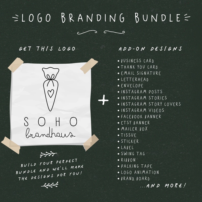 Piping Bag Logo Branding Bundle | Personalized, Modern, Boho, Chic ...