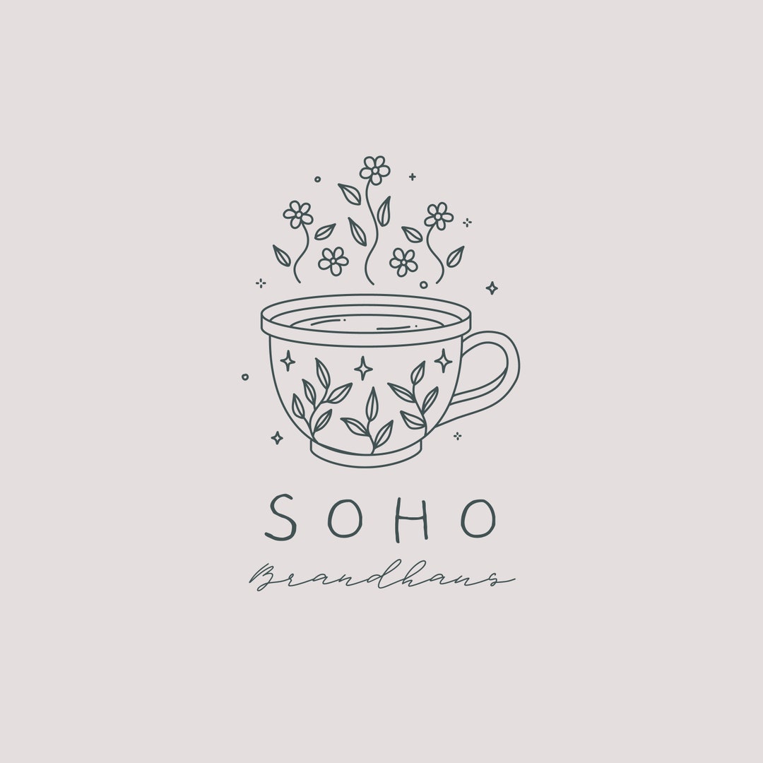Teacup Logo Branding Bundle | Personalized, Modern, Trendy, Boho, Chic ...