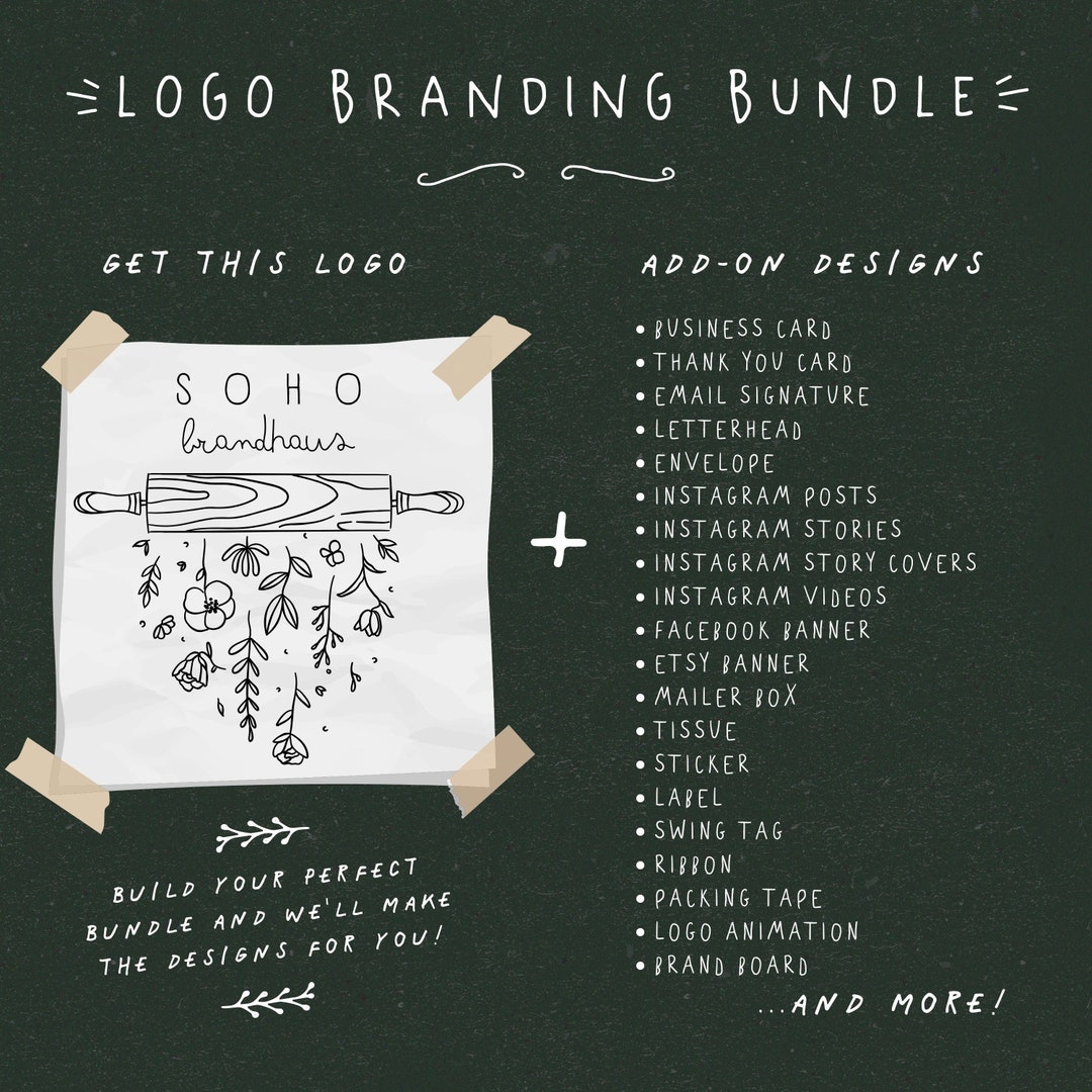 Rolling Pin Logo Branding Bundle Personalized, Modern, Boho, Bakery ...